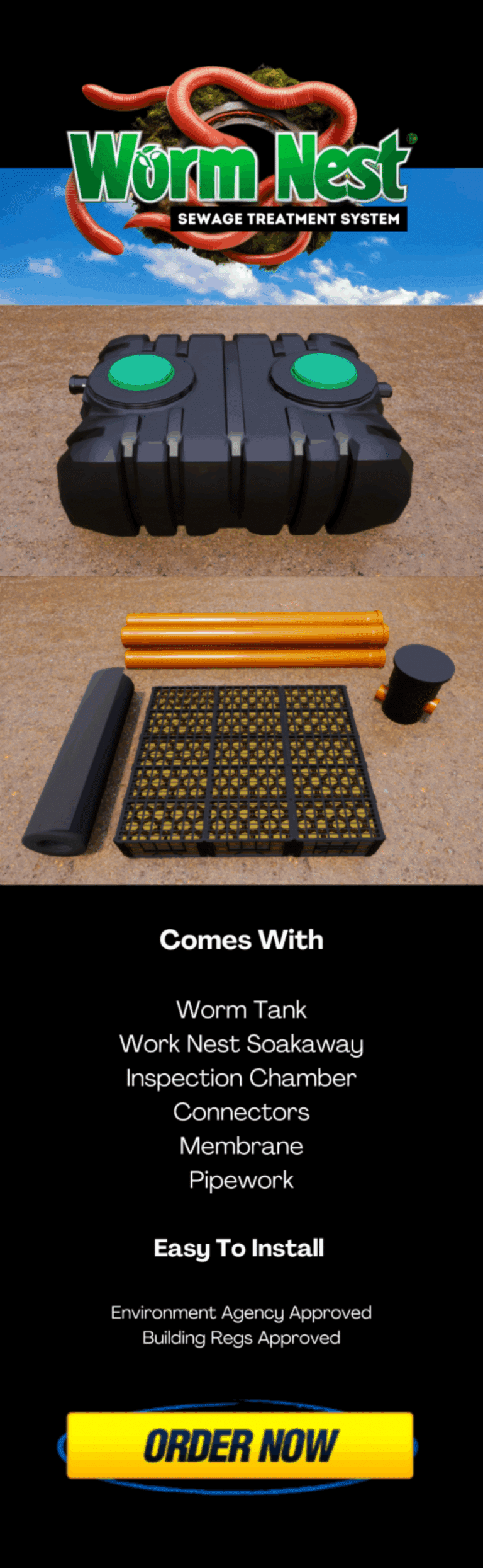 Large Worm Nest Sewage Treatment Plant - Builders Yard UK